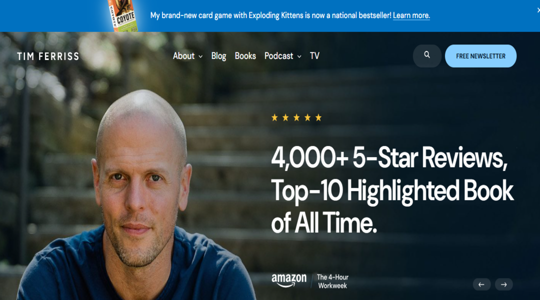 قناة Tim Ferriss لتطوير الذات في مجال ريادة الأعمال - The Tech Fun